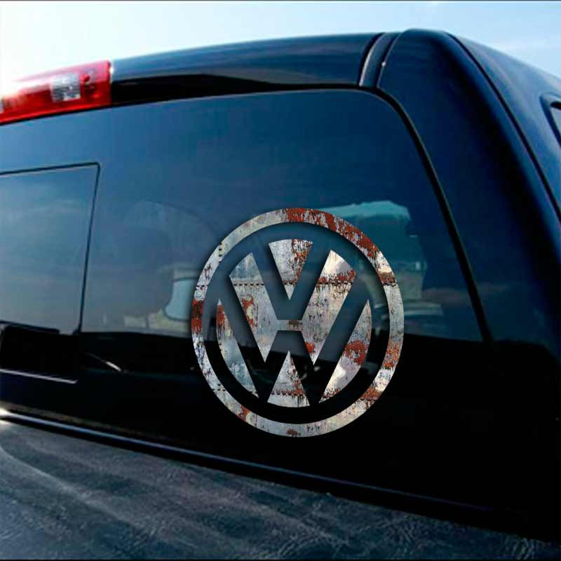 VW Volkswagon Rusted Steel Vinyl Rabbit Truck Decal