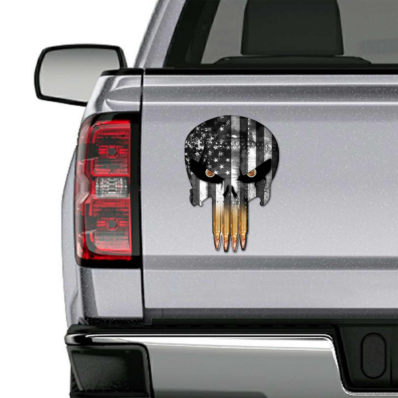 Bullet Teeth Punisher Skull Subdued Flag Gun Decal