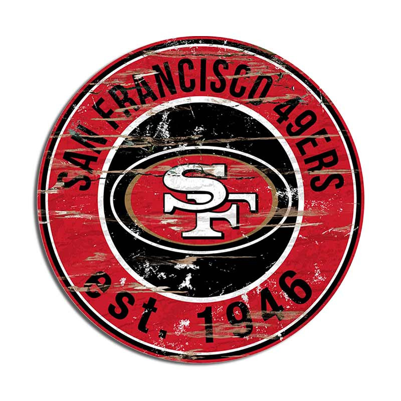 Distressed San Francisco 49ers Football Vinyl Decal