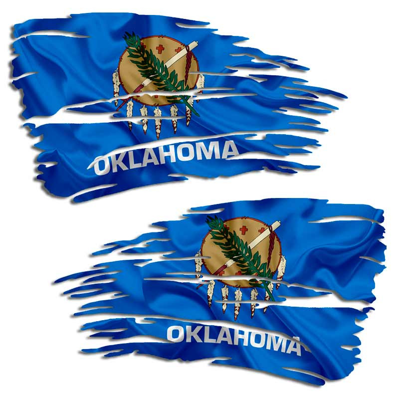 Oklahoma State Tattered Flag Decal Set
