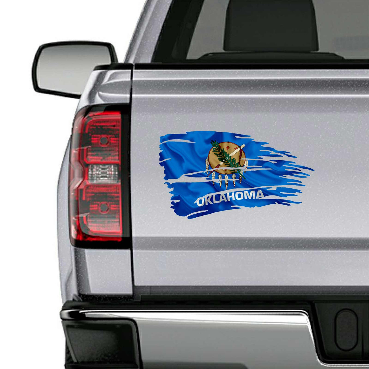 Oklahoma State Tattered Flag Decal Set
