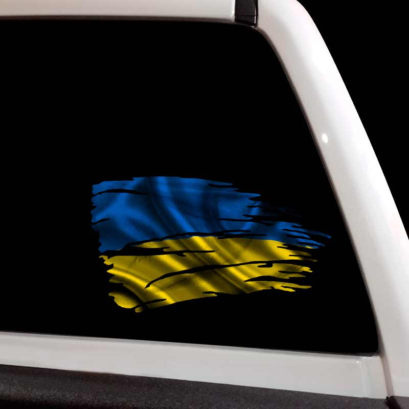 Tattered Ukrainian Ukraine Flag Decal KYIV Sticker