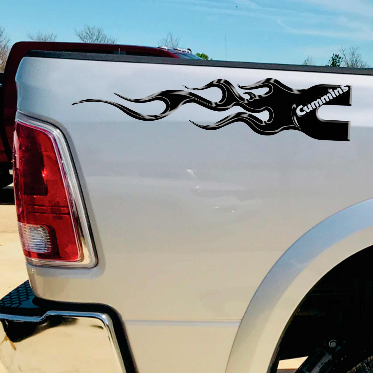 Flaming Cummins Diesel Truck Decal Set