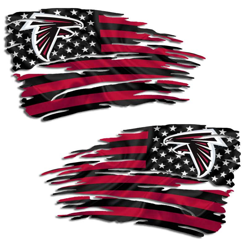 Atlanta Falcons Striped Tattered Football Flag Decal Set