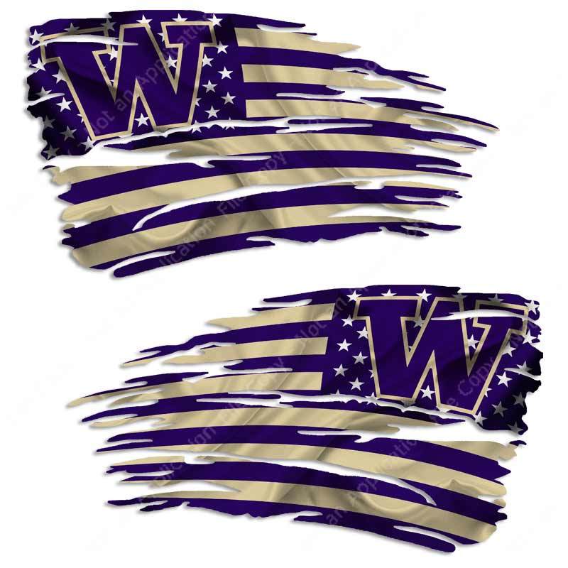 Washington Huskies Tattered Flag Decal Sticker