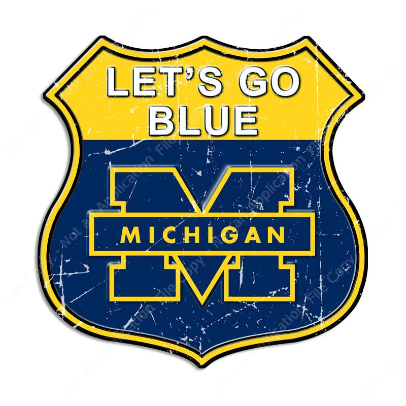 Lets Go Blue Michigan Vinyl Sticker Decal