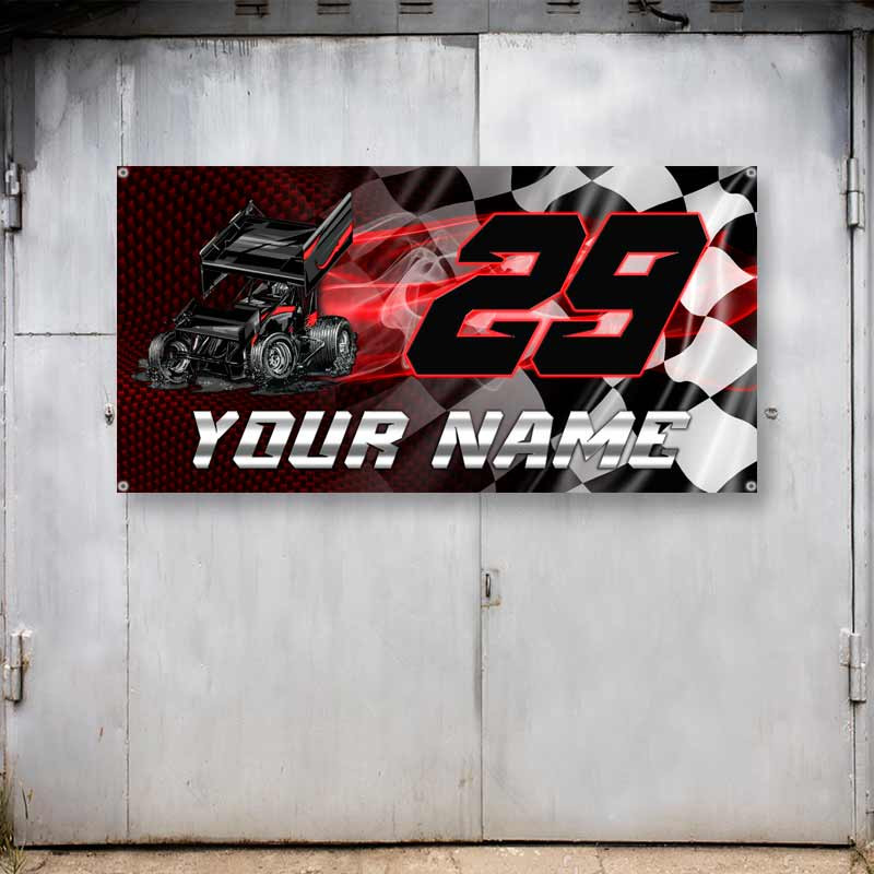 Custom Name Sprint Car Racing Banner Sign