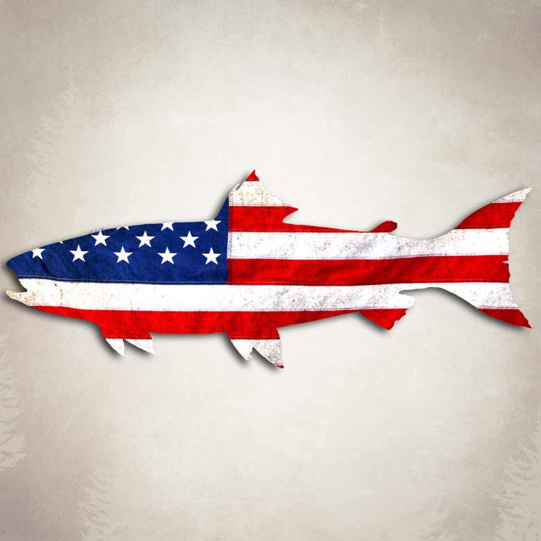American Flag Trout Salmon Fishing Decal