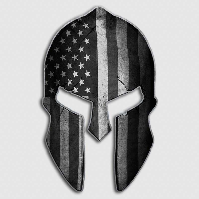 Subdued Flag Spartan Helmet Decal | Military American USA Sticker