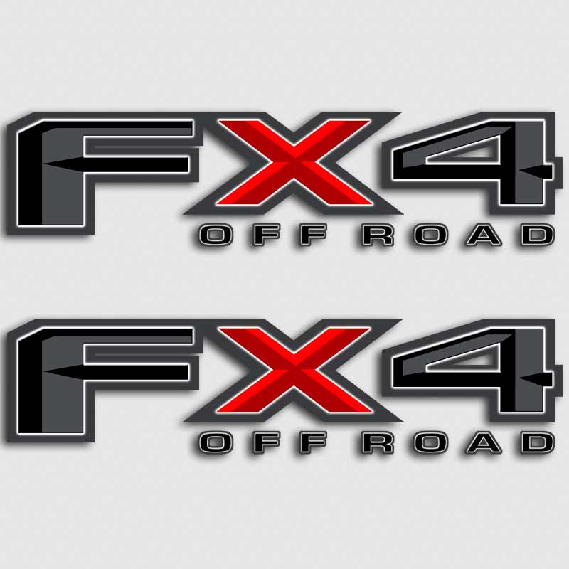 FX4 Dark Gray Red Racing Truck Decals | Ford Midnight Black Style Sticker