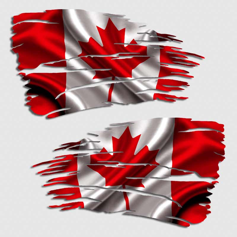 Tattered Canada Flag Decal | Canadian Maple Leaf Sticker