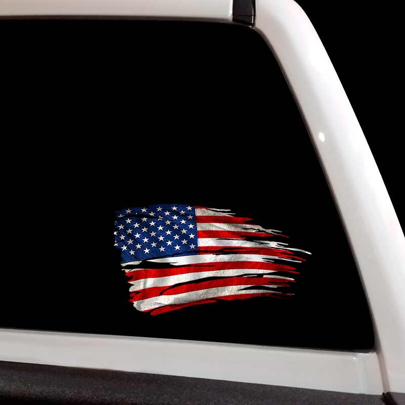 Tattered American Flag Decal | Jeep Chevy Ford USA Flag Sticker