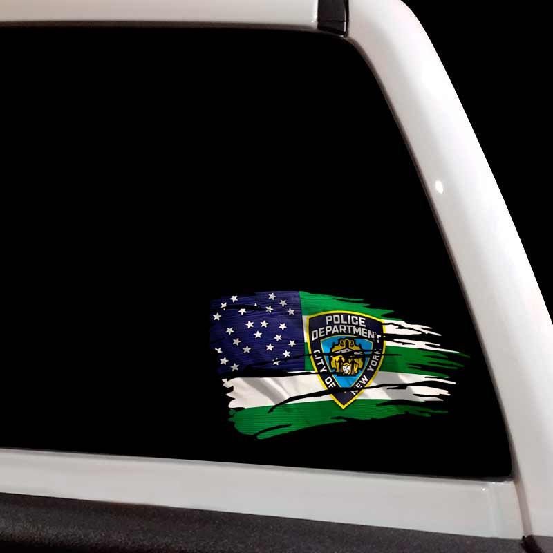 NYPD Police Tattered Flag Decal New York City Sticker Set