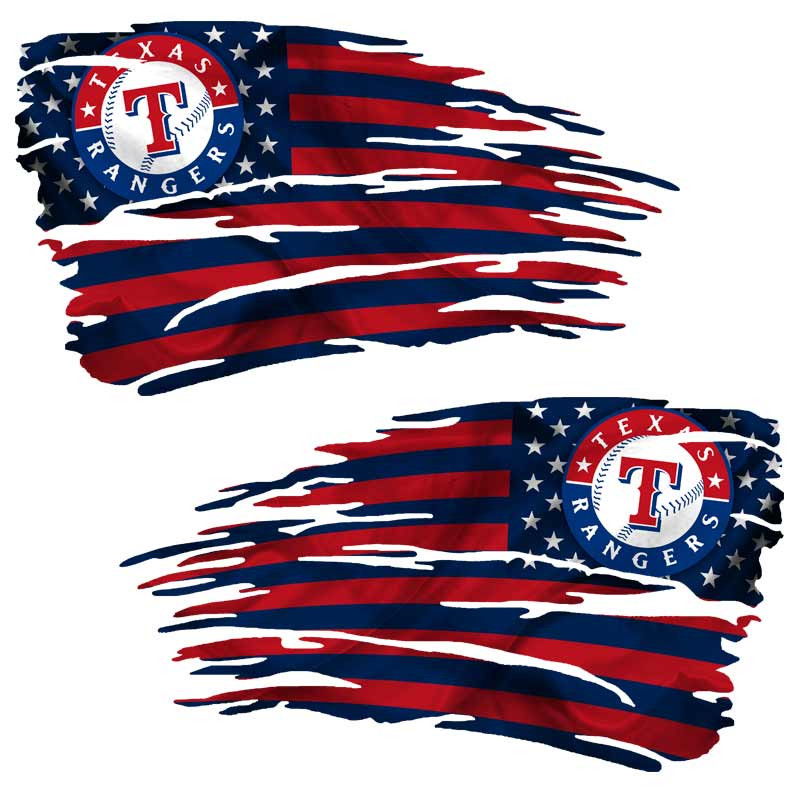 Texas Rangers Baseball Tattered Flag Decal Sticker Set