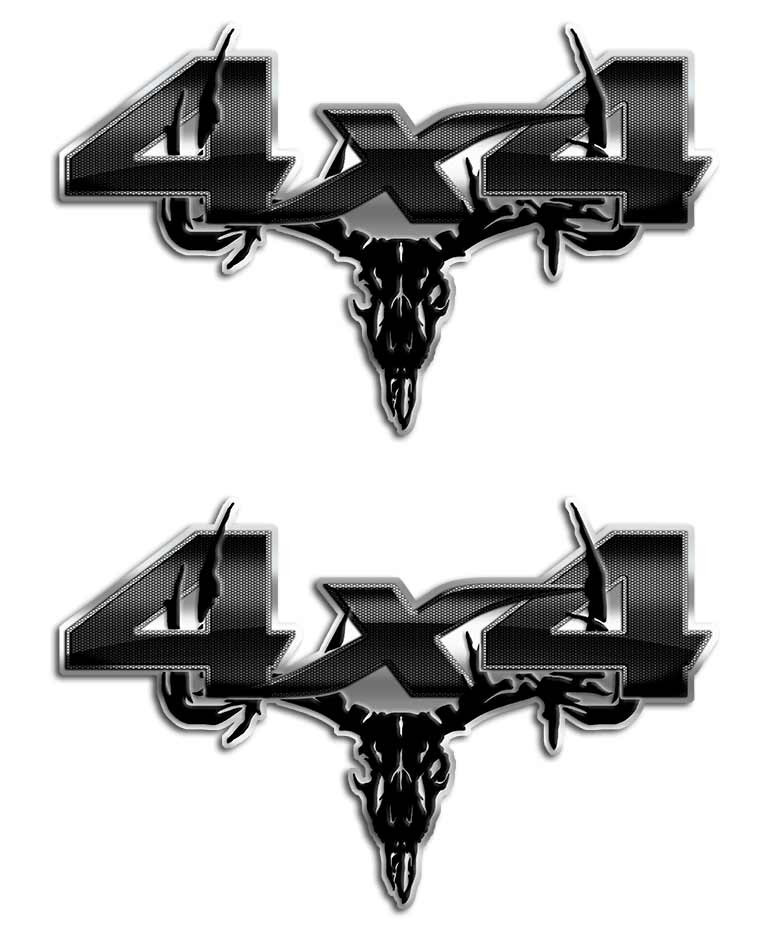 Carbon Fiber Skull 4x4 Sticker set - Aftershock Decals