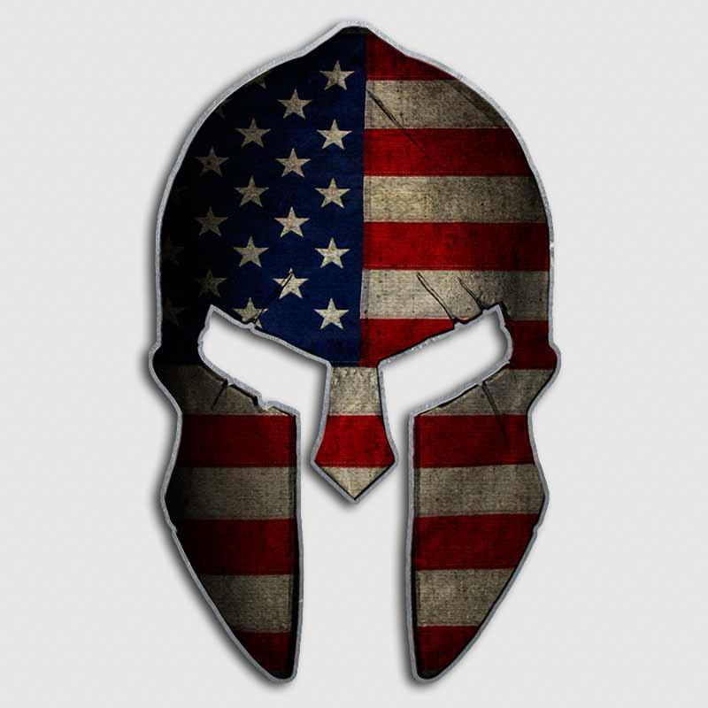 American Flag Spartan Helmet Decal | Military Warrior Stickers
