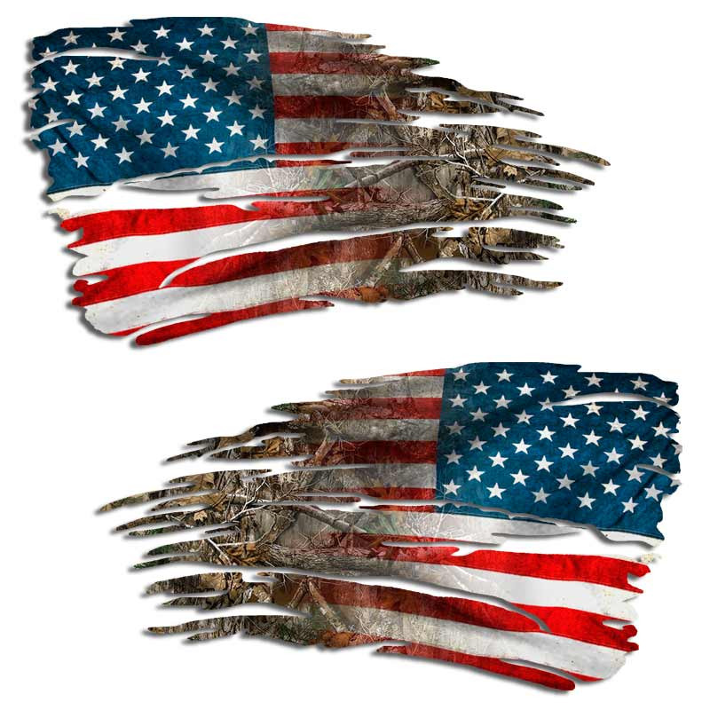 Distressed American Flag Camouflage Flag Decal Set