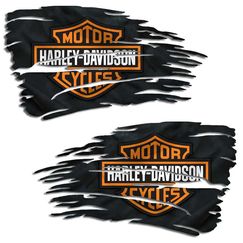 Harley Motorcycle Tattered Flag Decal Set
