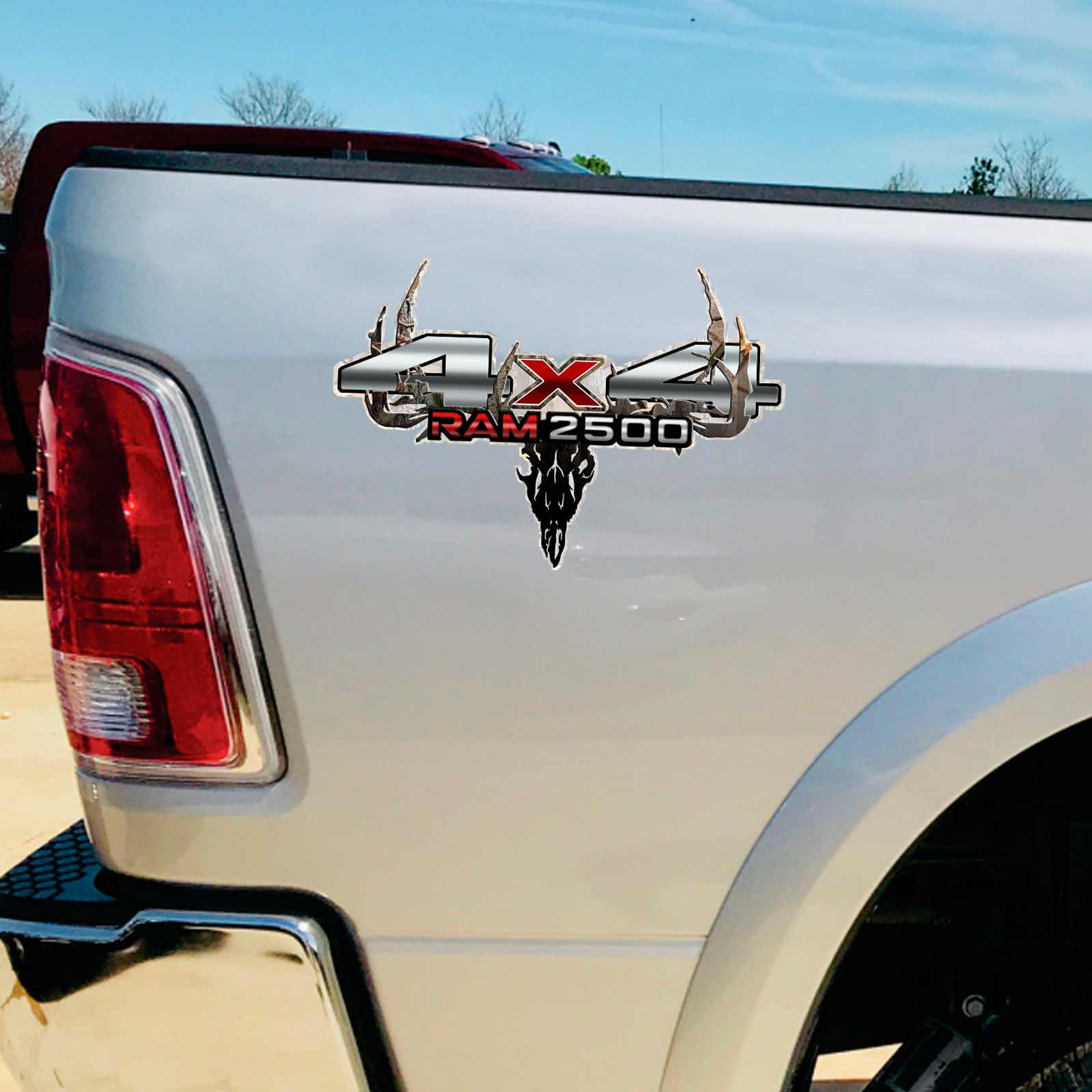 Ram 2500 Camouflage Whitetail Deer Skull 4x4 Decals
