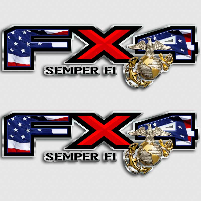 USMC 4x4 Red Truck Decal | Semper FI Marine Corps Ford Sticker