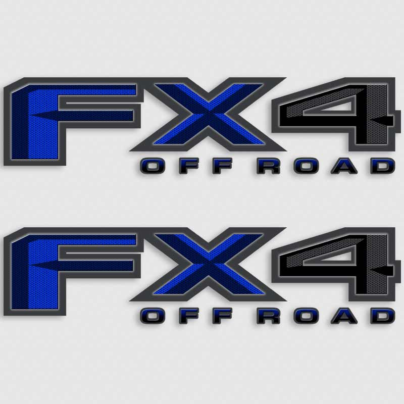 FX4 Blue Racing Truck Decals | Ford Carbon Fiber Lariat Sticker