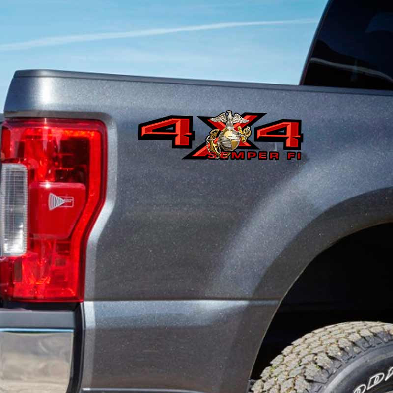 USMC 4x4 Red Truck Decal | Semper FI Marine Corps Ford Sticker