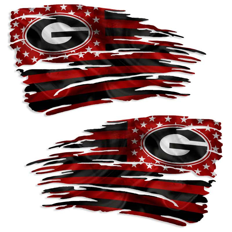 Georgia Bulldogs Tattered Flag Decal Set