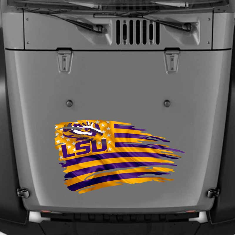 Louisiana State Tigers Tattered Flag Decal Set