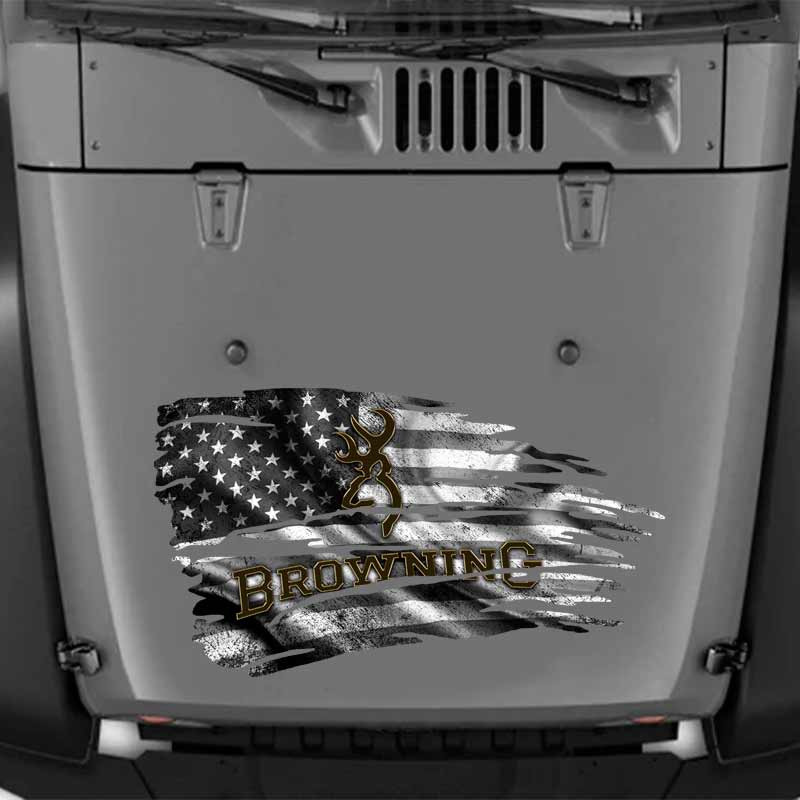 Distressed Browning Subdued American Flag Decal Set