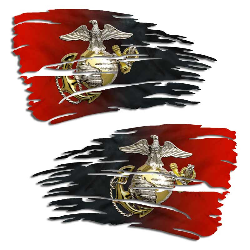 Distressed USMC Eagle Battle Flag Decal Set