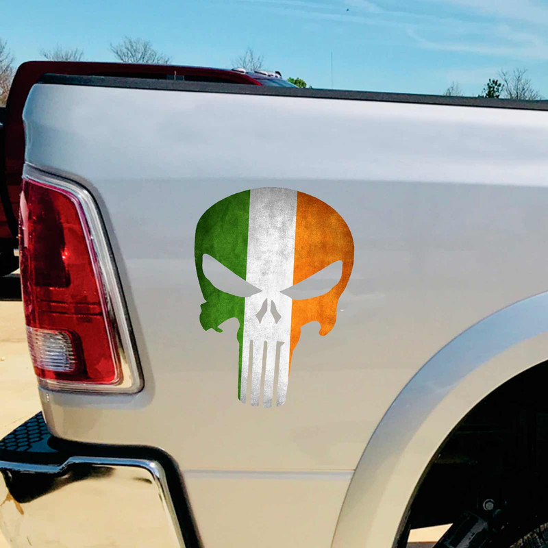 Ireland Flag Punisher Skull Irish Decal Sticker
