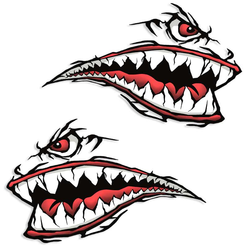 Flying Tiger Shark Teeth Decal Sticker Set