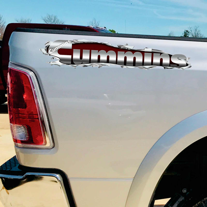Ripped Metal Cummins Diesel Truck Decal Sticker