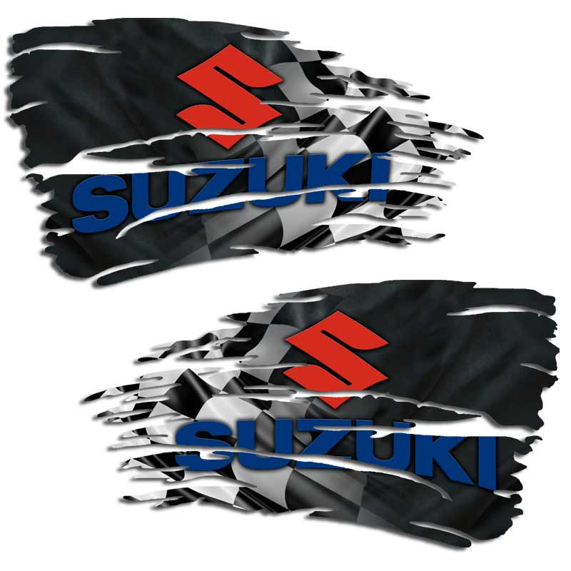 Suzuki Racing Tattered Flag Decal Sticker