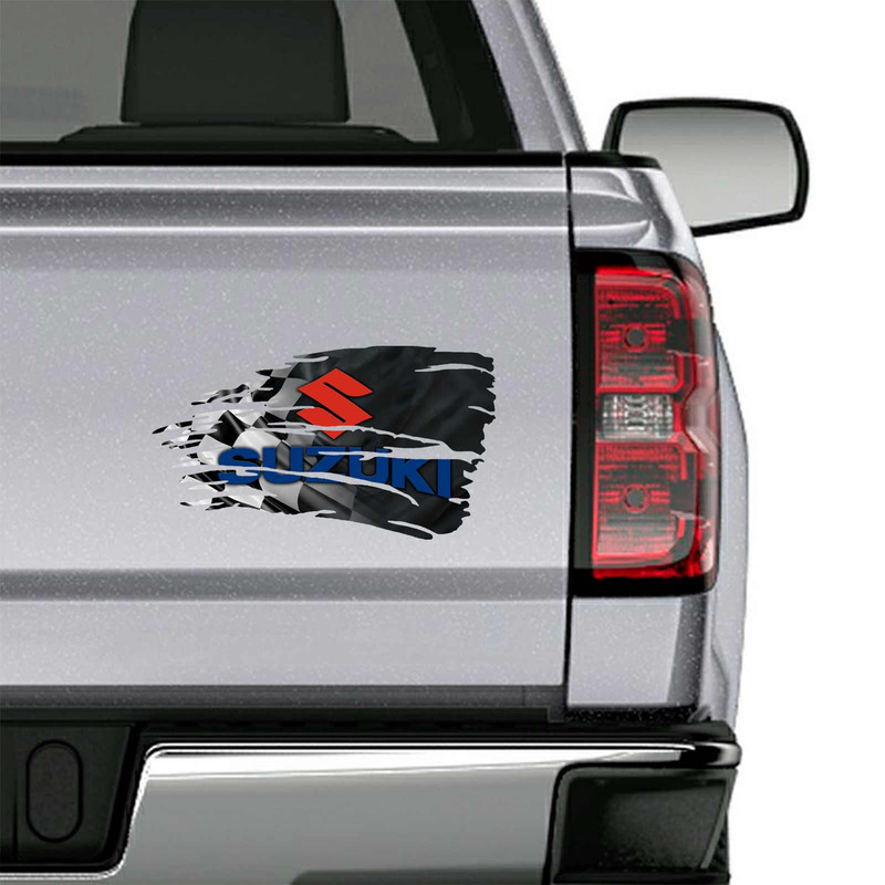 Suzuki Racing Tattered Flag Decal Sticker