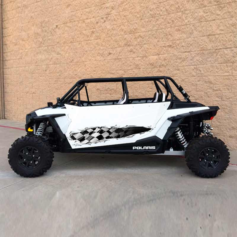 Ripped Metal Racing Flag Decal Sticker Set