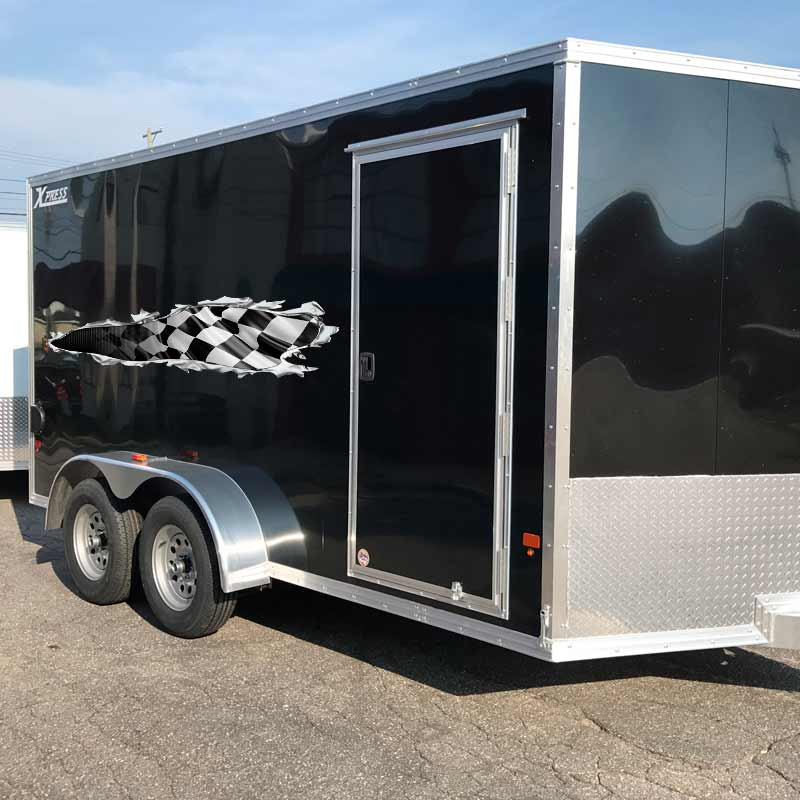 Ripped Metal Racing Flag Decal Sticker Set