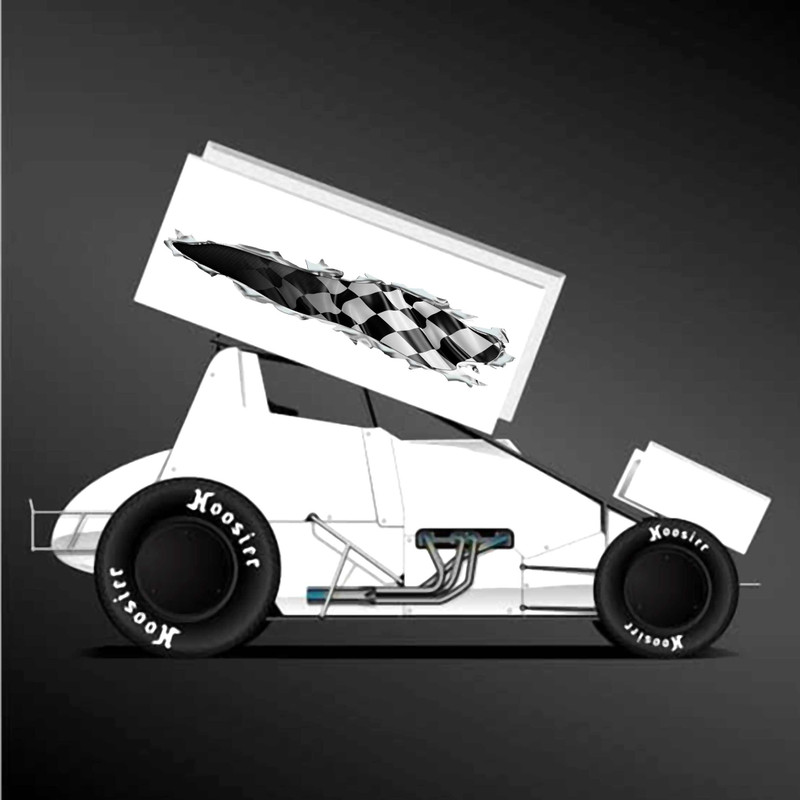 Ripped Metal Racing Flag Decal Sticker Set
