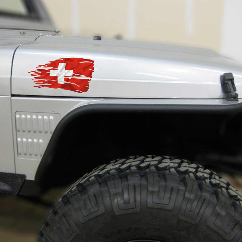 Switzerland Distressed Swiss Flag Decal Set