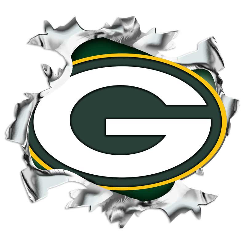 Ripped Metal Green Bay Packers Football Sticker Decal