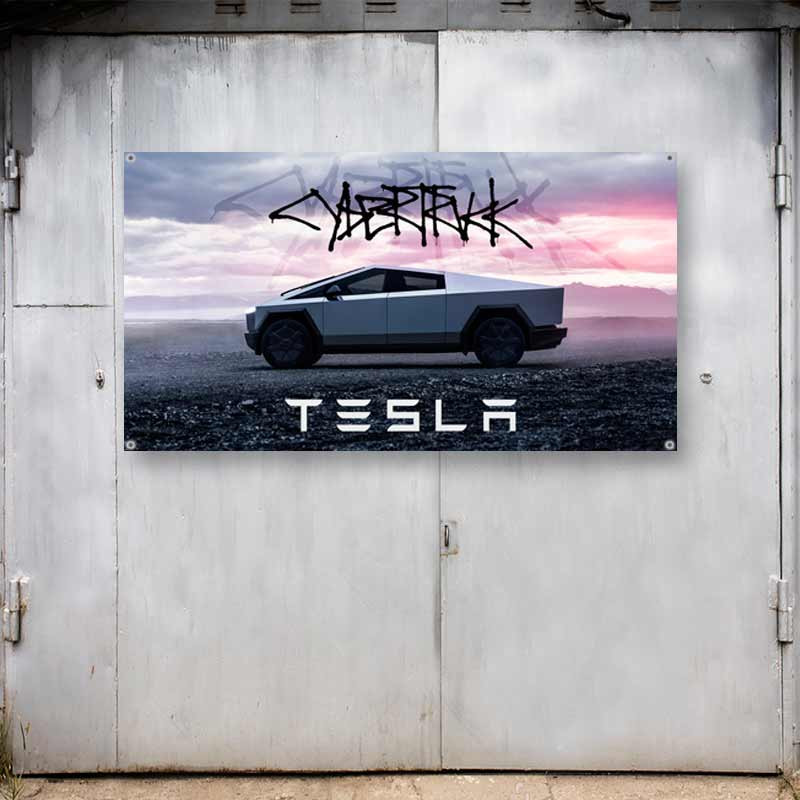 Tesla Cybertruck Garage Banner