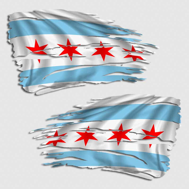 Tattered Chicago Flag Decal | Distressed CHI Town Sticker