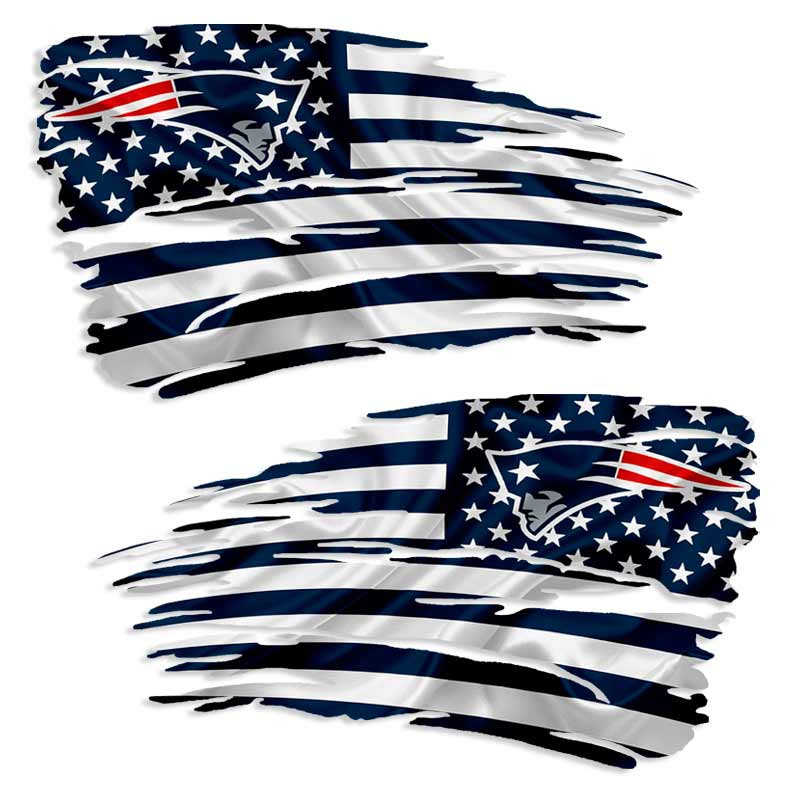 Patriots Striped Tattered Football Flag Decal Set