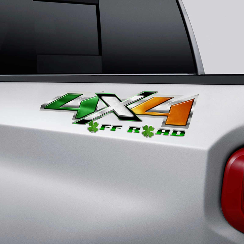 4x4 Lucky Silverado Irish Clover Truck Decal Sticker Set