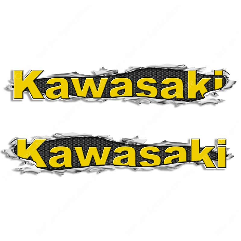 Kawasaki Ripped Metal Decal Sticker