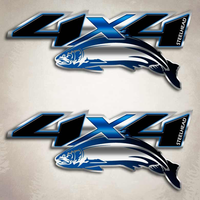 Steelhead Fishing 4x4 Off Road Blue Truck Decals | Salmon Run Sticker
