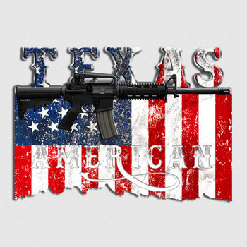 Texas American Flag Assault Rifle Gun Decal