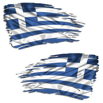 Distressed Greek Flag Decal Set