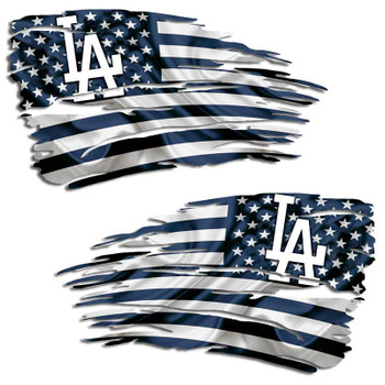 Dodgers Baseball American Tattered Flag LA Decal Set