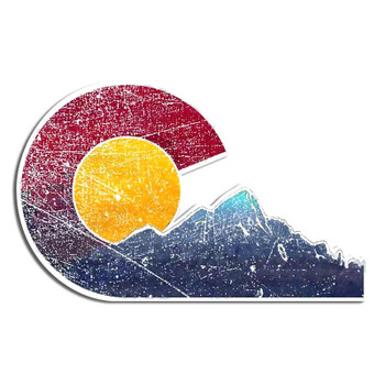 Colorado Mountain Sun Distressed State Decal Sticker